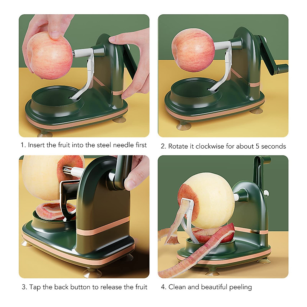 Fruit Apple Vegetable Peeler Slicer Corer, Sturdy Base for Stability, Durable Stainless Steel Blades for Apples, Pears, and More Versatile Kitchen Tool for Fruits and Potatoes