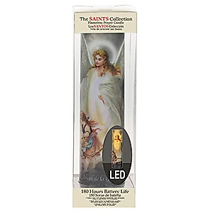 Stonebriar The Saints Collection Guardian Angel Flickering LED Prayer Candle with Automatic Timer, Religious Gift Ideas for Mom, Dad, Sister, Brother, and Friends 8 Inches