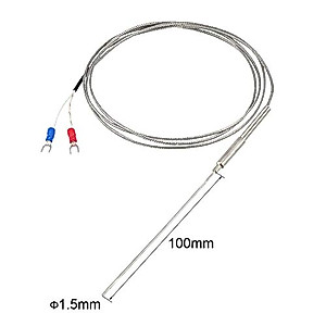 uxcell K Type Thermocouple Temperature Sensor Probe 1.5x100mm (0 to 800C) 5ft Temperature Controller