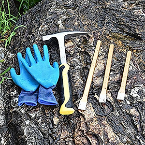 55 pieces geology rock pick hammer kit Set,for Hounding,Gold Mining & Prospecting Equipment,including an all Steel with Pointed Tip,3-Pieces Heavy Duty Chisel SetWait xxttww-00897790-000