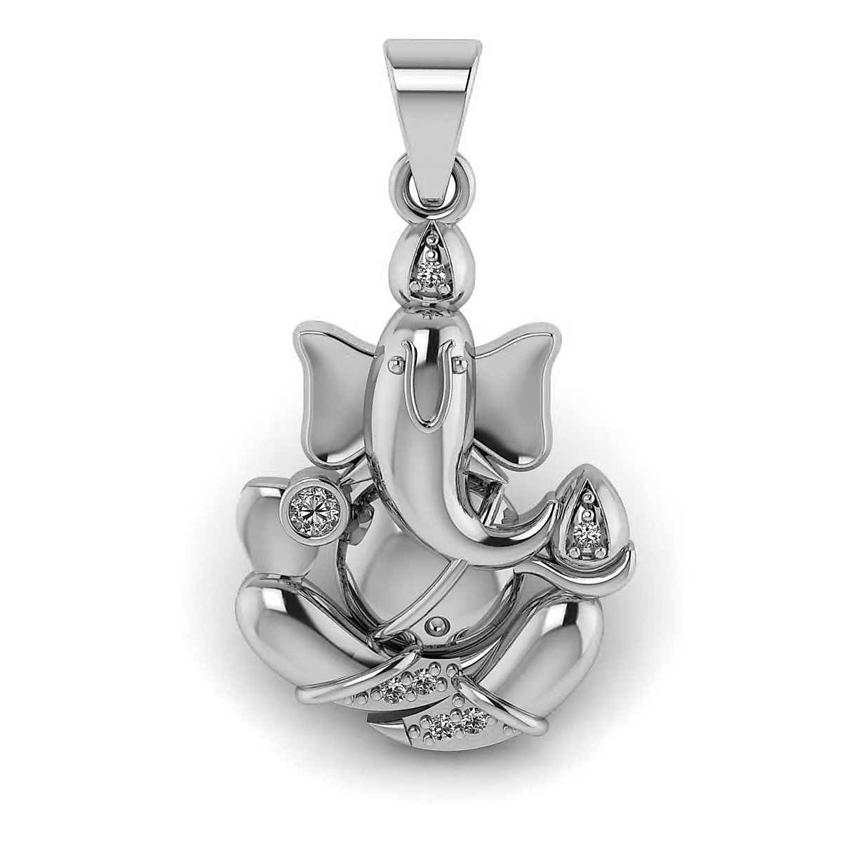 SirDaksh Lord Ganesh Spritual Cubic Zircon Silver Pendant Charm Pendant