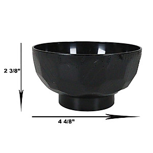 Ebros Gift Japanese Contemporary Black Lacquer Ridged Bowls For Rice Miso Appetizer Soup 4.5" Diameter Made In Japan Decorative Bowl Set of 10 Lacquered Serveware For Restaurants Home Kitchen Gifts