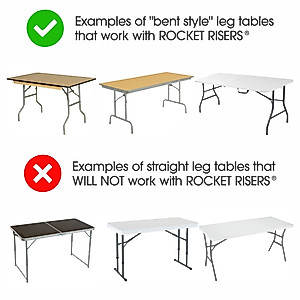 Rocket Risers Folding Table Risers - Make Your Folding Table a Counter Height Table - Set of 4 Table Leg Risers