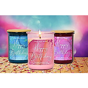 Happy Birthday Candle - Pink Magenta Jar, Sprinkles, Birthday Cake Scented Candles for Women, Girlfriend, Best Friends, Buttercream Vanilla Cake, Friendship Gift for Mom, Sister, Aunt, Coworker