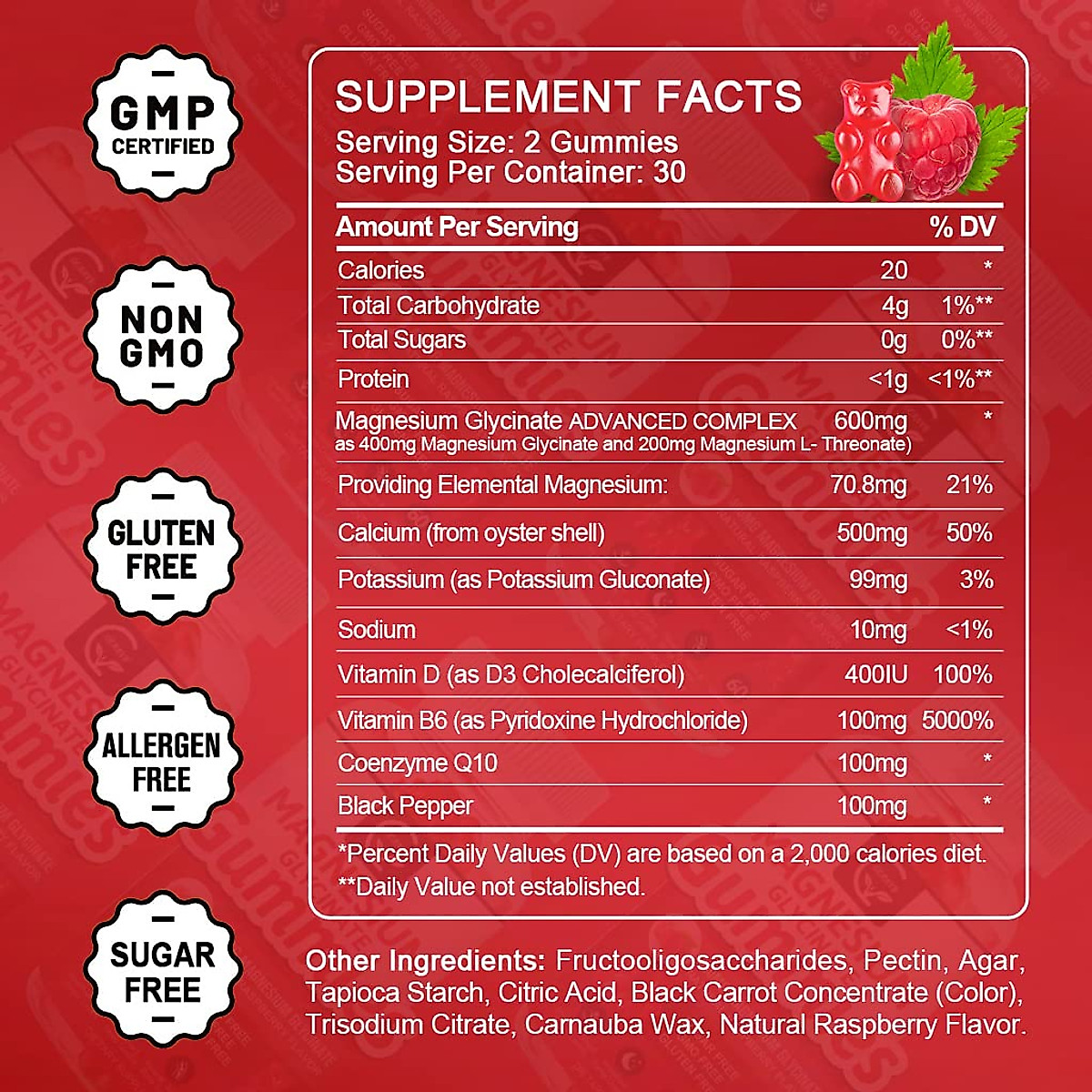 Magnesium Glycinate Gummies 400mg, Magnesium L-Threonate 200mg - Chelated Magnesium Potassium Complex Supplement with VitD, B6, CoQ10, Supports for Memory, Calm, Mood & Sleep - 60 Count (Pack of 2)