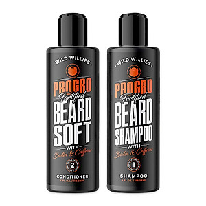 Wild Willies ProGro Beard Growth Shampoo & Conditioner Set for Thicker & Fuller Beard
