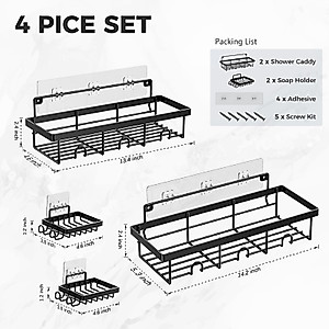 YAWSOUP Adhesive Shower Caddy,4-Pack Shower Shelf,Shower Organizer Can be Wall-Mounted Without Holes,For Shower Organizer&Bathroom Storage.