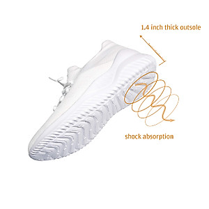 IFSONG Sneakers for Women Non Slip Athletic Tennis Sneakers Walking Shoes Sock Knitted Upper Sneakers Casual Running Ultra Lightweight Breathable Women's Fashion Sneakers 2021 White