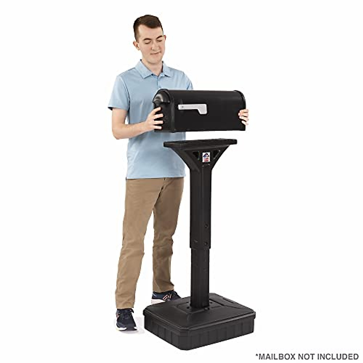 American Home Dig-Free Universal Mailbox Post for Standard Mailboxes - No Digging Needed Mailbox Post - Black