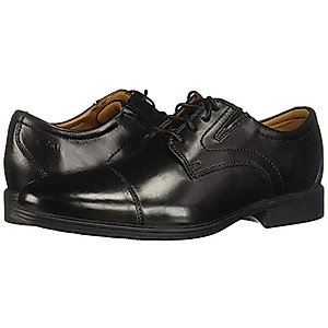 Clarks mens Whiddon Cap Oxford, Black Leather, 10.5 Wide US