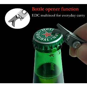 Tacray Titanium EDC Utility Knife with a bottle opener and in the tail, Pocket Knife Box Cutter with Retractable and Replaceable Blade, Mini Knife for Multiple Cutting Tasks(Gray)