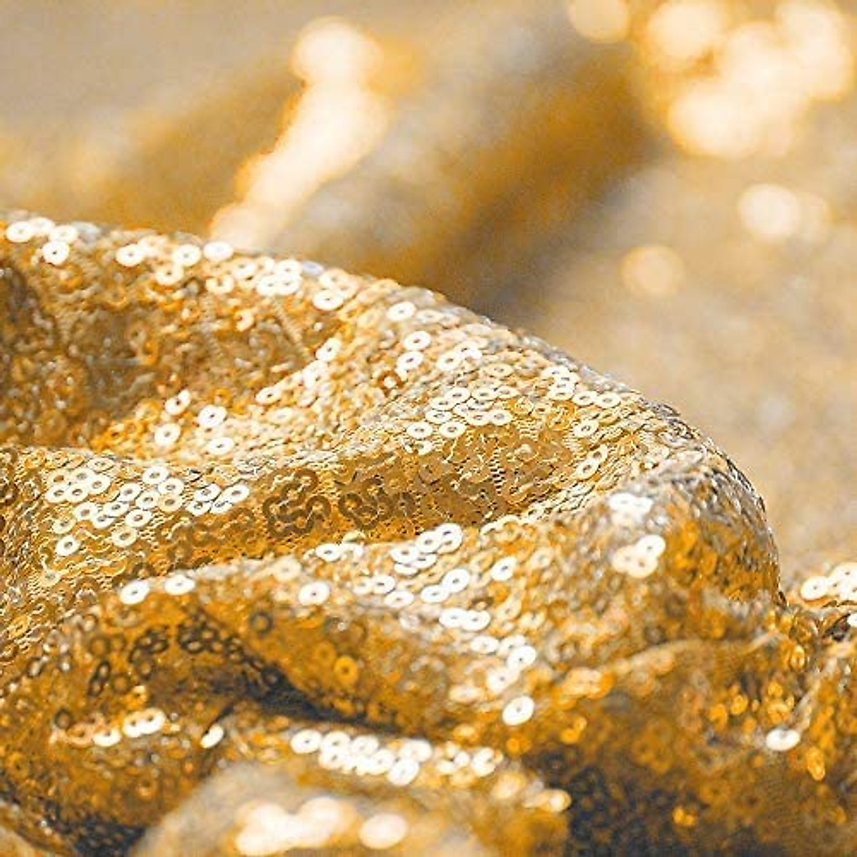 WISPET Gold Sequin Backdrop Curtains 2 Panels 4FTx8FT Glitter Gold Photo Backdrop Drapes Party Wedding Baby Shower Curtain Sparkle Photography Background