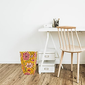 Waste Basket | Decorative Small Waste Basket | Cute Bedroom Trash Can | Pink Trash Can (Yellow & Pink)