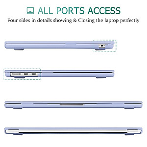 May Chen Compatible with MacBook Air 15 inch Case 2024 2023 New M3 M2 Model A3114 A2941, Protective Cover for Laptop Hard Shell with Keyboard Cover + Screen Protector - Matte Airy Blue