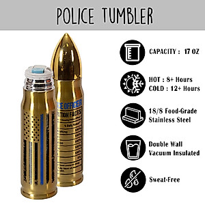 17 oz Police Tumblers For Men, Police Coffee Tumbler With Keychain - Birthday Christmas Gift For Police Officer Dad Grandpa Husband Brother, Retirement Gifts & Graduation Gifts For Police Officer
