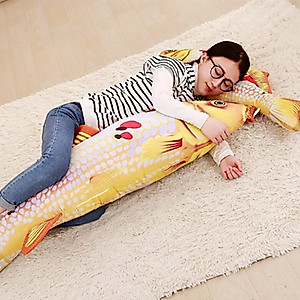 OUKEYI Soft Fish Cushion Pillow，35inch/ 90cm Carp Plush Pillow Stuffed Toy Throw Pillow for Home Decoration Gift Stuffed Animal Toy