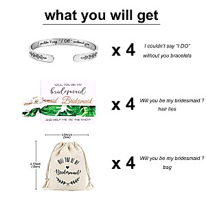 Bridesmaid Proposal Gifts Adjustable Bracelets - I Couldn't Say I DO Without You Stainless Steel Engraved Cuff Wedding Bangle for Bride Tribe Bridesmaid Maid of Honor