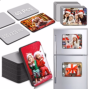 Lucomb 40 PCS Sublimation Magnets Blank, 5.5x7.5 CM Personalized Fridge Refrigerator Magnets Blanks Sublimation Magnetic Sticker Blanks Products for DIY Kitchen Microwave Office Wall Door Decorative