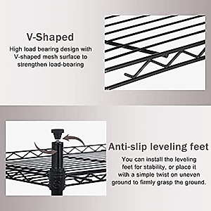 XXkseh 5 Tier Wire Shelving Unit Metal Storage Shelves Heavy Duty NSF Height Adjustable Commercial-Grade Storage Rack Garage Storage Pantry Shelves for Storage, Black