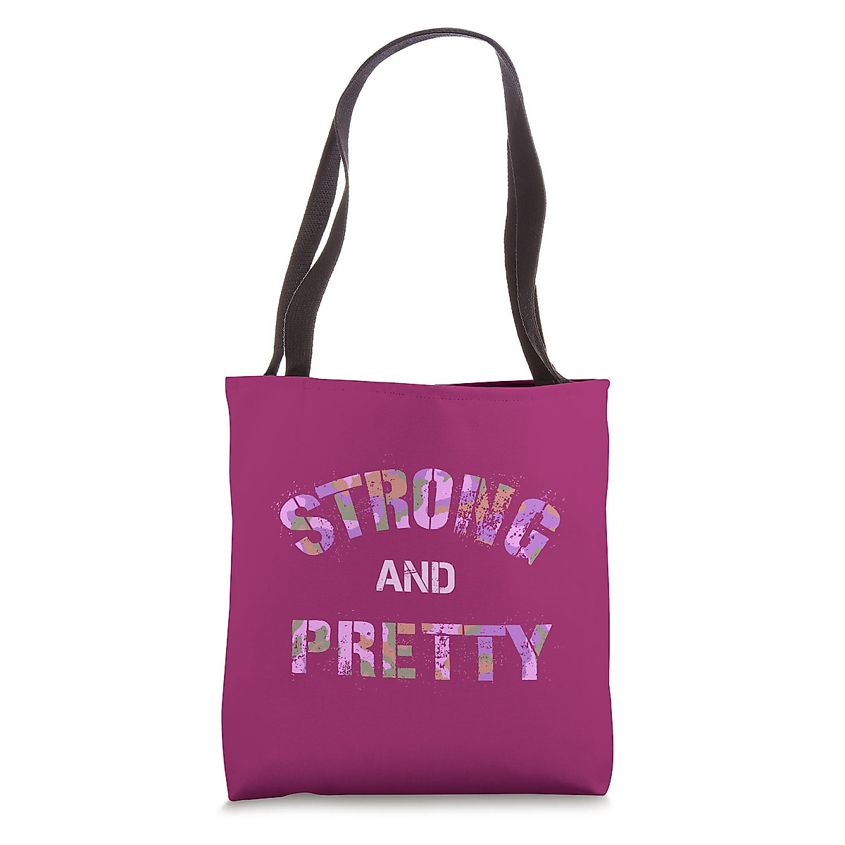 Purple STRONG and PRETTY Health Trainer Camouflage Gym Squad Tote Bag