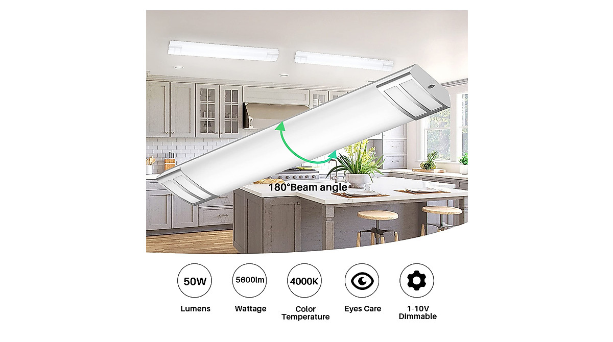 FaithSail 4FT LED Kitchen Light Fixtures - Dimmable & Energy Efficient