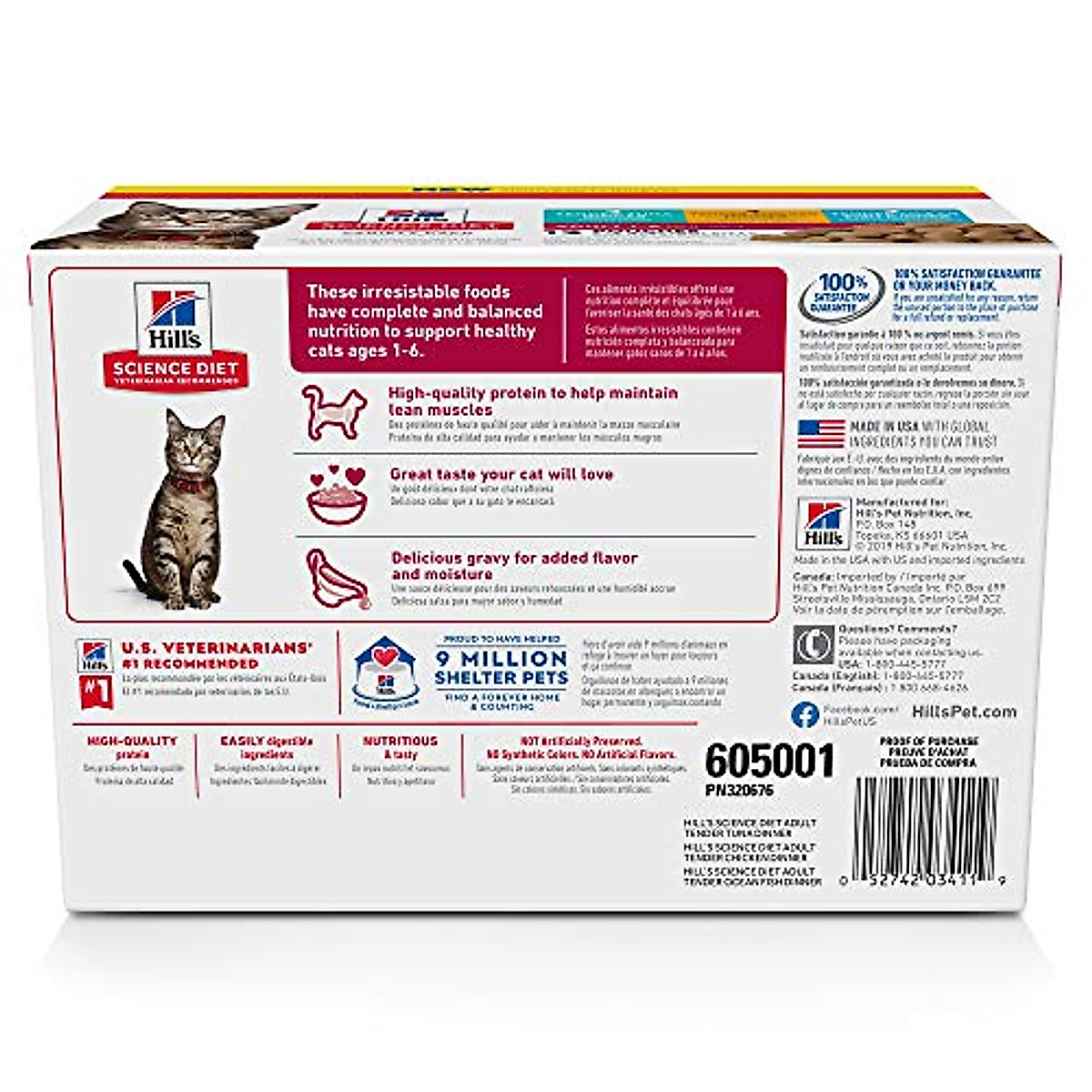 Hill's Science Diet Wet Cat Food Pouches Variety, Adult, 12 Count (Pack of 1)