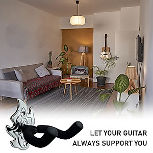 MOYACA Guitar Wall Mount Hanger, 2 Pack Metal Guitar Wall Hanger, Guitar Hanger Wall Hook Holder Stand with Screws, Guitar Wall Mount Hanger for Bass/Guitar/Banjo/Ukulele