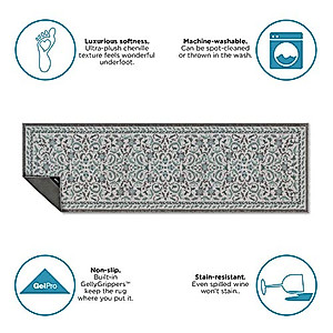 GelPro Nevermove Artisan Machine-Washable Chenille Textured GellyGrippers, 24x76, Heritage Dusty Blue (Rug Only)