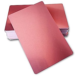 Ebamaz 50PCS Thick 0.45mm Matte Black Finish Aluminum Metal Business Cards Blanks 3.4 X2.13 inch for Customer Laser Engraving (Rose Golden, Blank)