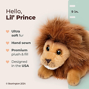 Bearington Lil' Prince Small Plush Stuffed Animal Lion, 9 inches