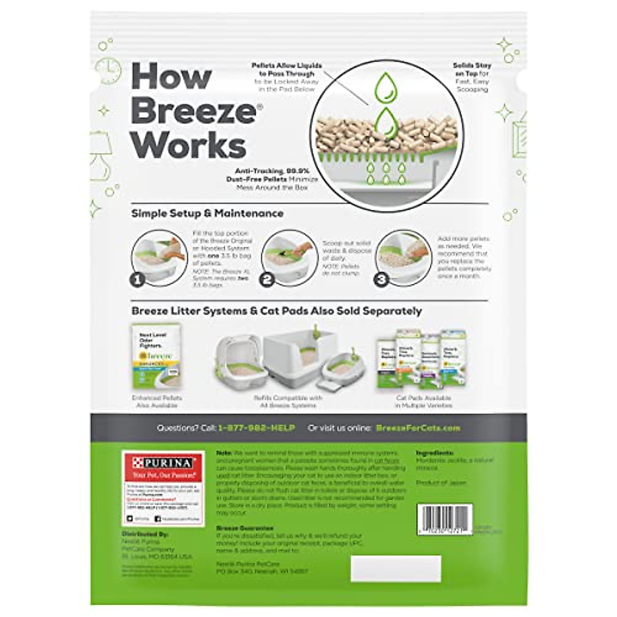 Purina Tidy Cats Breeze Litter Pellets Refill Pouch, Made for Multiple Cats, Anti-Tracking Pellets, 3.5 LB Refill Pouch (Pack of 2)