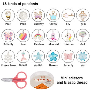 Hifot DIY Bead Jewelry Making for Girl, Children Unicorn Mermaid Butterfly Princess Necklace Bracelets Making Art Craft Creativity Bead Kit 400pcs+