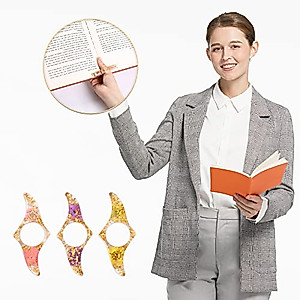 Book Page Holder,3 Pcs Dried Flower Resin Thumb Book Holder Transparent Thumb Ring Page Holder Personalized Bookmark Holder Book Opener Handmade Book Reading Accessories for Teachers Book Lovers
