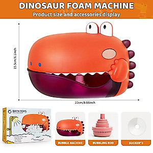 LZZAPJ Bath Toys for Toddlers 1-3，Dinosaur Bath Bubble Maker，Infant Shower Bath Toys for Kids 2-3-4 Years Old，Babies Bathtub Toys Gift for Boys Girls (Orange)