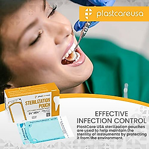 200 3.5 X 5.25 Self Sterilization Pouches for Dental Offices, Autoclave Sterilizer Bags Pouch for Dentist Tools, for Cleaning Tools, 200 Pouches Per Box, 1 Box of Paper Blue Film…