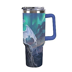 Flying Dragon 40 Oz Tumbler Insulated Stainless Steel Water Bottle Travel Mug Car Cup with Handle And Straw