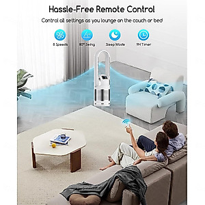 DIGBYS Dreo Fan with Remote Control Fan Tower 8h Timer 8 Speeds Air Purifier, for Home Bedroom Kitchen