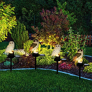 OriginalSourcing Solar Garden Lights Garden Statues LED Owl Solar Lights Waterproof Owl Lamp Outdoors for Garden Decor (White)