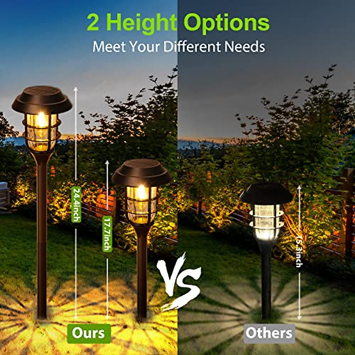 LETMY Solar Pathway Lights Outdoor, 8 Pack Bright Solar Lights Outdoor, IP66 Waterproof Auto On/Off Solar Garden Lights Solar Powered Landscape Lighting for Yard Patio Walkway Driveway Pathway - Black