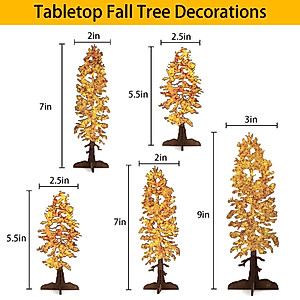 DAZONGE Fall Decor - 5PCS Wooden Free Standing Fall Trees Signs - Fall Decorations for Home - Rustic Decorative Fall Trees Table Centerpiece for Shelf Mantel Decor
