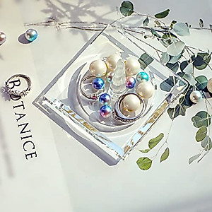 H&D Square Crystal Glass Ring Holder for Jewelry