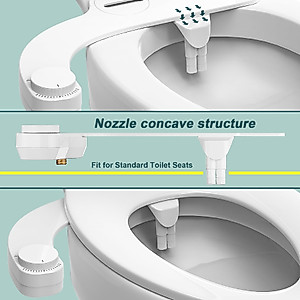 Bidet Attachment - WITHLENT Ultra-Slimt Non-Electric Dual Nozzle (Frontal & Rear Wash) Adjustable Water Pressure, Water Bidet Toilet Seat Attachment (White)