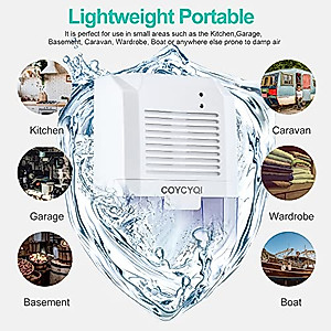 COYCYQI Portable Mini Dehumidifier for Home, RV, Bathroom, Bedroom, Closet, Car, Room, Ultra-Quiet USB Small Dehumidifier with 17oz Capacity, 2200 Cubic Feet (215 sq ft)