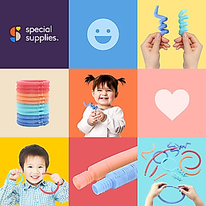 Special Supplies Fun Pull and Stretch Tubes for Kids - Pop, Bend, Build, and Connect Toy, Provide Tactile and Auditory Sensory Play, Colorful, Heavy-Duty Plastic (Pastel-12)