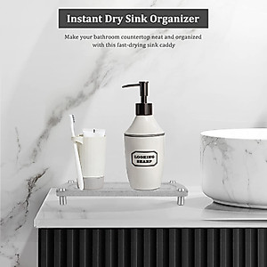 Pohido Quick Dry Sink Caddy Set with Water-Absorbing Stone Tray - Ideal Organizer for Kitchen and Bathroom Sinks, Effortless and Fast Drying Solution for Modern Home Countertops(Grey)