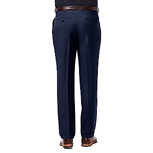 Haggar Mens Premium Comfort Classic Fit Pleat Front Reg. And Big & Tall Sizes Dress Pants, Blue, 40W X 30L US