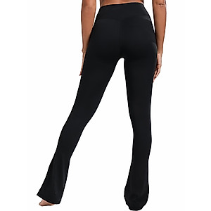 Sunzel Butterflycra High Waist Mini Flared Leggings for Women, Tummy Control Casual Flare Yoga Pants for Yoga Workout Gym 32" Black Medium