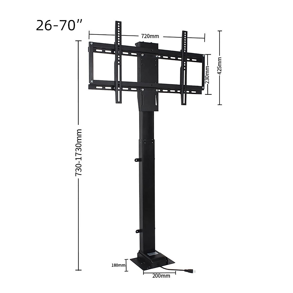 RAJYQODIS Motorized Tv Mount, Tv Motorized Lift with Remote Control and Memory Setting, Vertical and Ceiling Installation Methods, Fits 26-70inch TVs