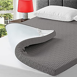3 Inch Gel Memory Foam Mattress Topper Queen Size, Mattress Pad Cover for Pressure Relief, Bed Topper with Removable Cover, Soft & Breathable,Grey