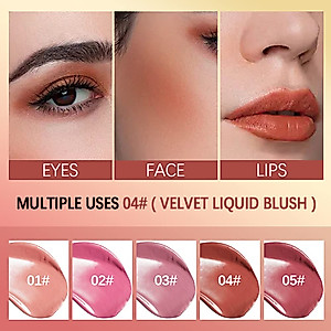 Velvet Liquid Blush, Natural Matte Finish Looking, Dewy Cheek Tint, Soft Cream Face Blush,Moisturizing Lightweight Blendable Feel,Long-Lasting 0.25 oz/7.5ml - 01#